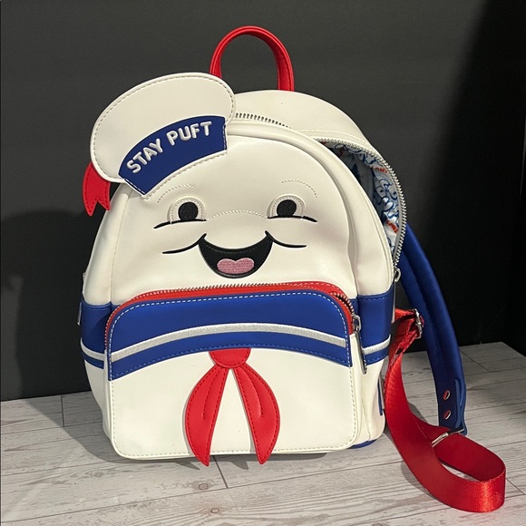 Loungefly | Bags | Loungefly Stay Puft White And Blue Backpack | Poshmark